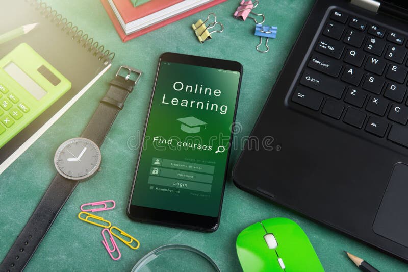 E - Learning Concept, Online Education Login or Registration Screen ...