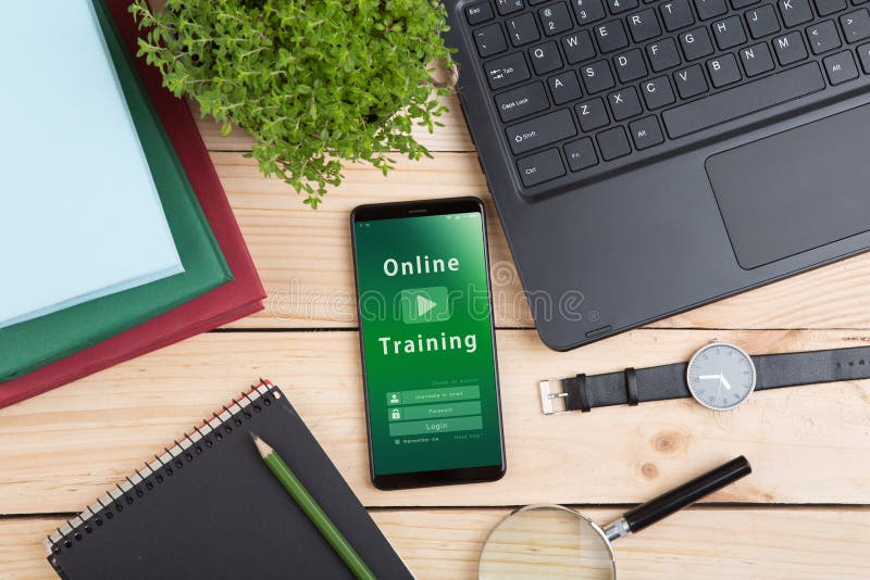 E - Learning Concept, Online Training Login or Registration Screen ...