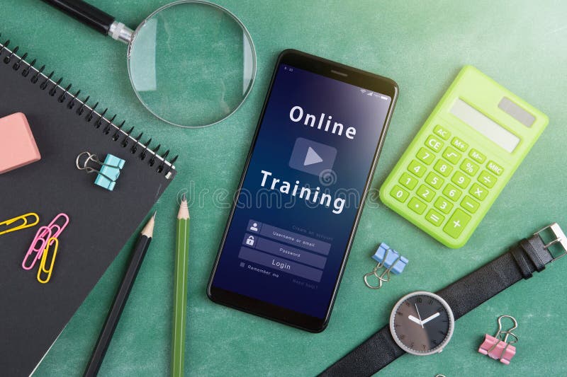 E - Learning Concept, Online Training Login or Registration Screen ...