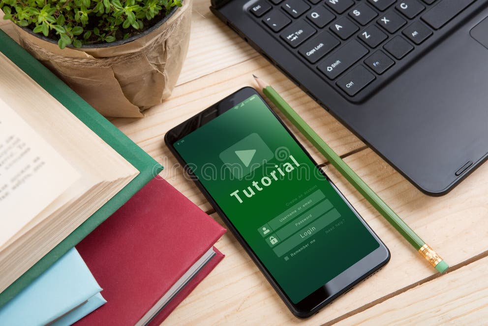 E - Learning Concept, Online Tutorial Login or Registration Screen ...