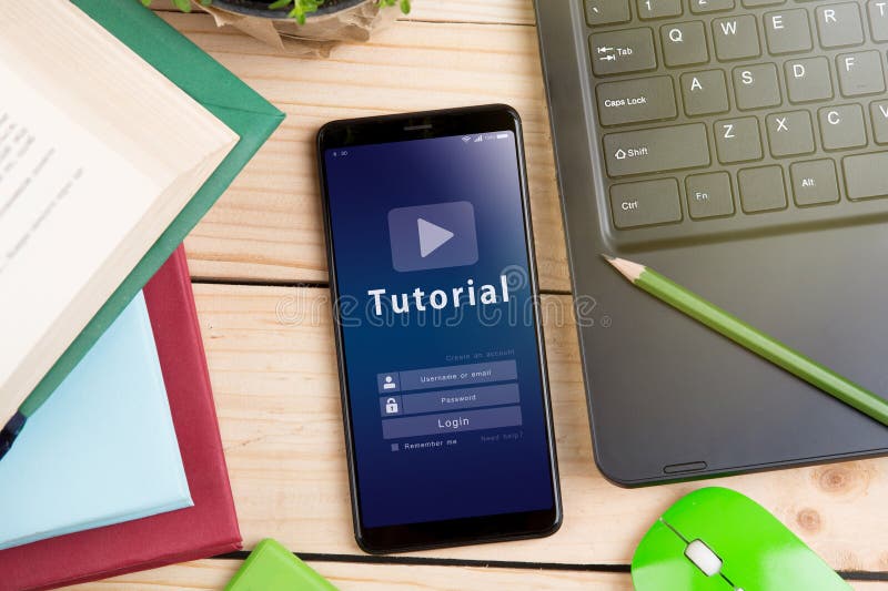 E - Learning Concept, Online Tutorial Login or Registration Screen ...