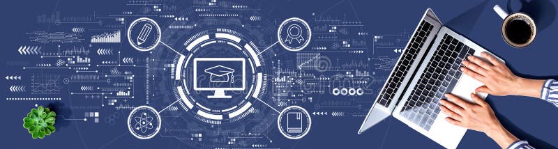 E-learning Concept with Person Using a Laptop Editorial Photography ...