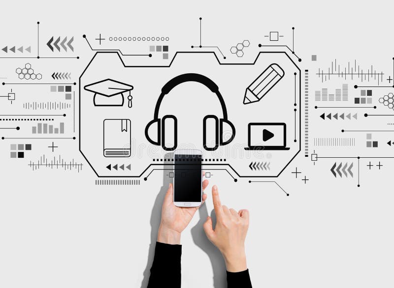 E-learning Concept with Person Using a Smartphone Stock Photo - Image ...