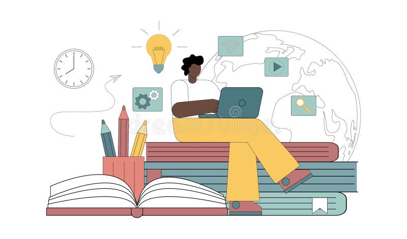 E-learning Concept. Remote Education Stock Vector - Illustration of ...