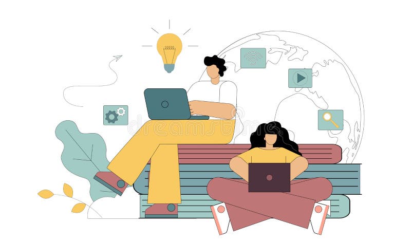 E-learning Concept. Remote Education. Distance Learning for Men and ...