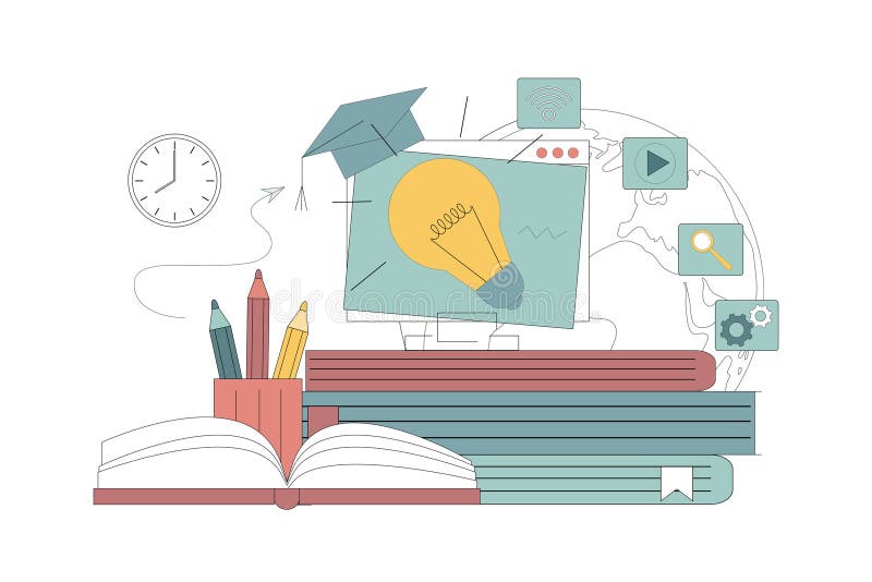 E-learning Concept. Remote Education. Online Video Tutorial Stock ...