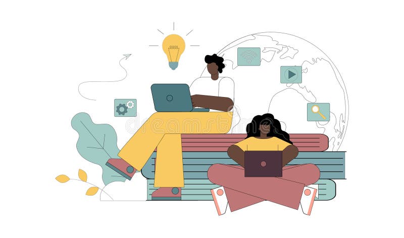 E-learning Concept. Remote Education Stock Illustration - Illustration ...