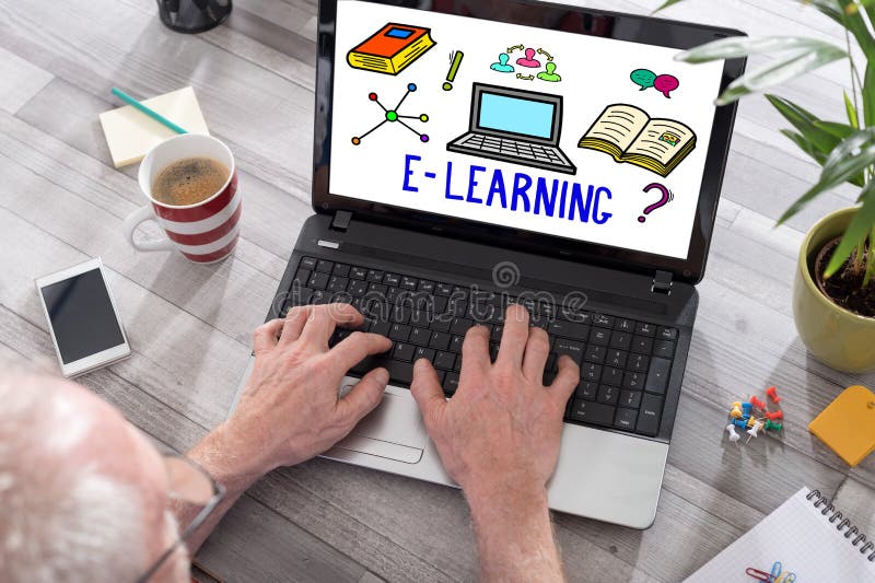 E-learning Concept on a Laptop Screen Stock Image - Image of ...