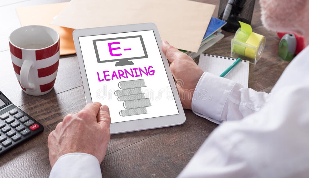 E-learning Concept on a Tablet Stock Image - Image of online, school ...