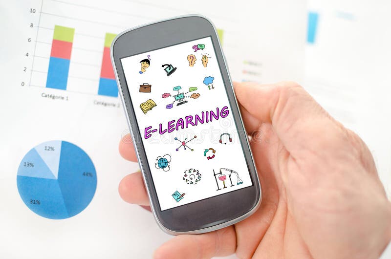 E-learning Concept on a Smartphone Stock Image - Image of smartphone ...