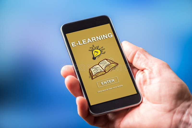 E-learning Concept on a Smartphone Stock Photo - Image of network ...