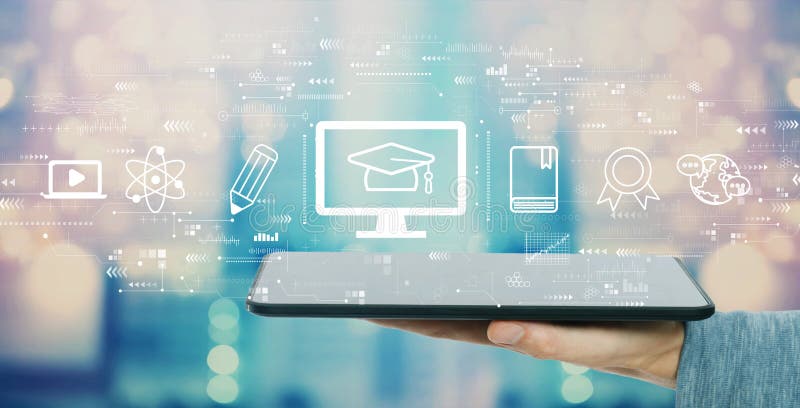 E-learning Concept with Tablet Computer Stock Image - Image of screen ...