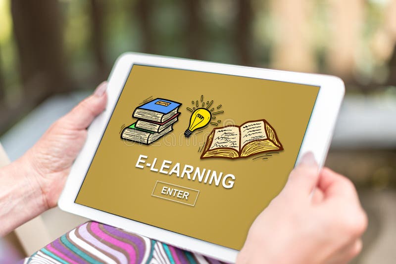 E-learning Concept on a Tablet Stock Photo - Image of education ...