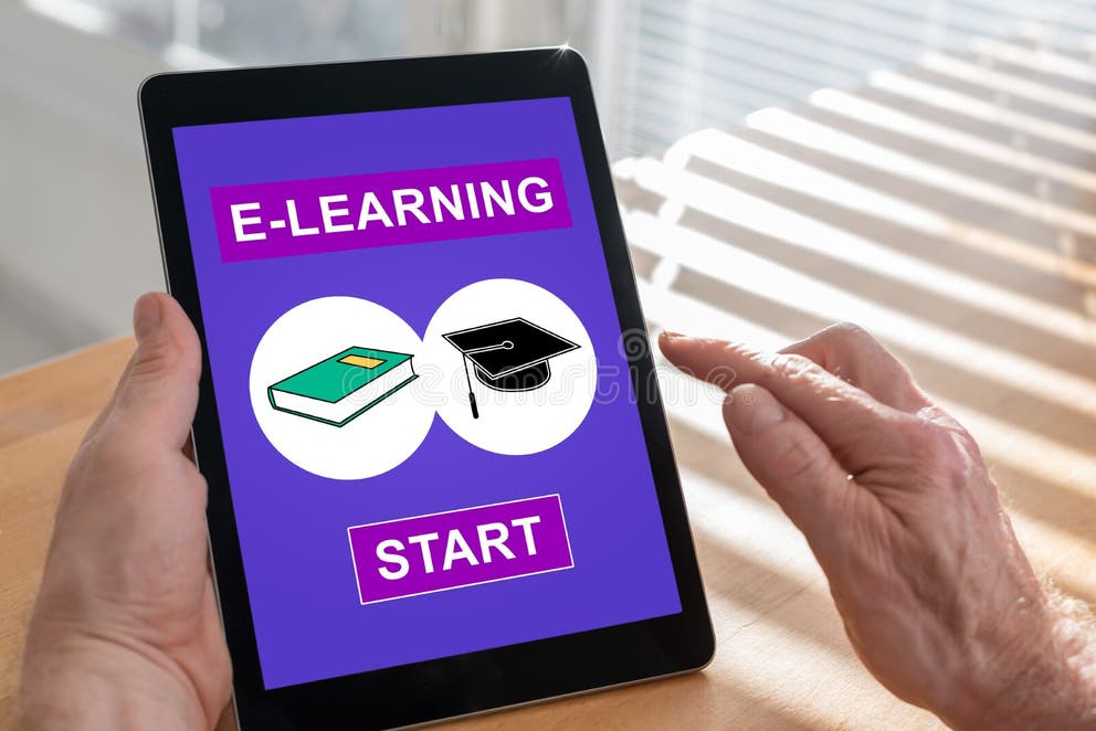 E-learning Concept on a Tablet Stock Image - Image of college ...