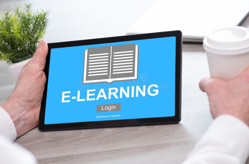 E-learning Concept on a Tablet Stock Illustration - Illustration of ...