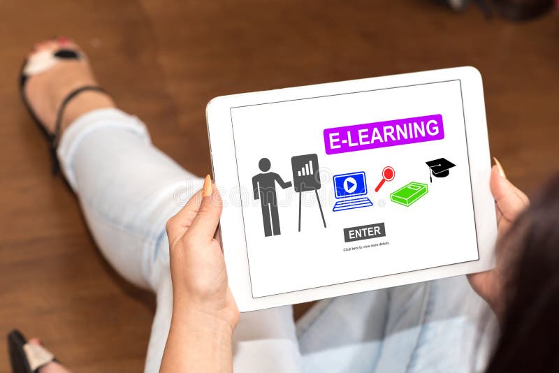 E-learning Concept on a Tablet Stock Image - Image of website ...