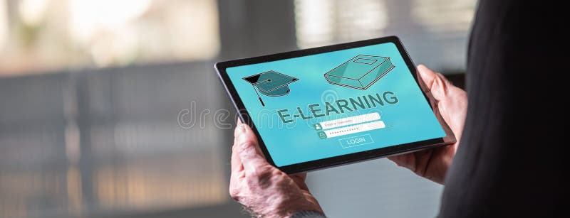 E-learning Concept on a Tablet Stock Image - Image of technology ...