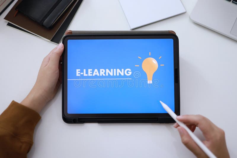 E-Learning Concept with Website on Tablet. Education Internet ...