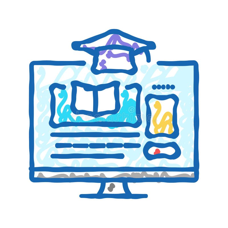 E Learning Courses Online Learning Platform Icon Doodle Illustration ...