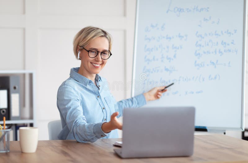 E Learning during Covid Lockdown. College Professor Teaching ...