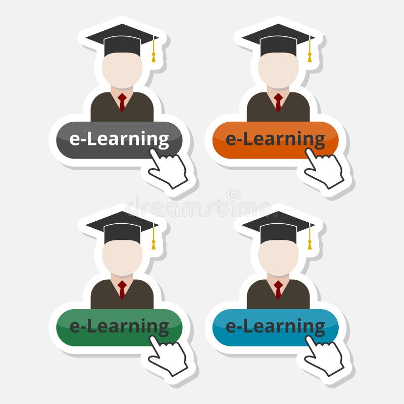 E-learning Design, Education Sticker Set Stock Vector - Illustration of ...