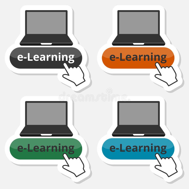 E-learning Design, Education Sticker Set Stock Vector - Illustration of ...