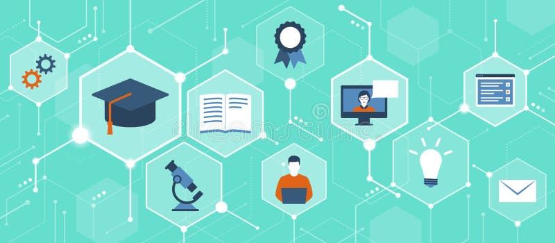 E-learning and Digital Education Stock Vector - Illustration of classes ...