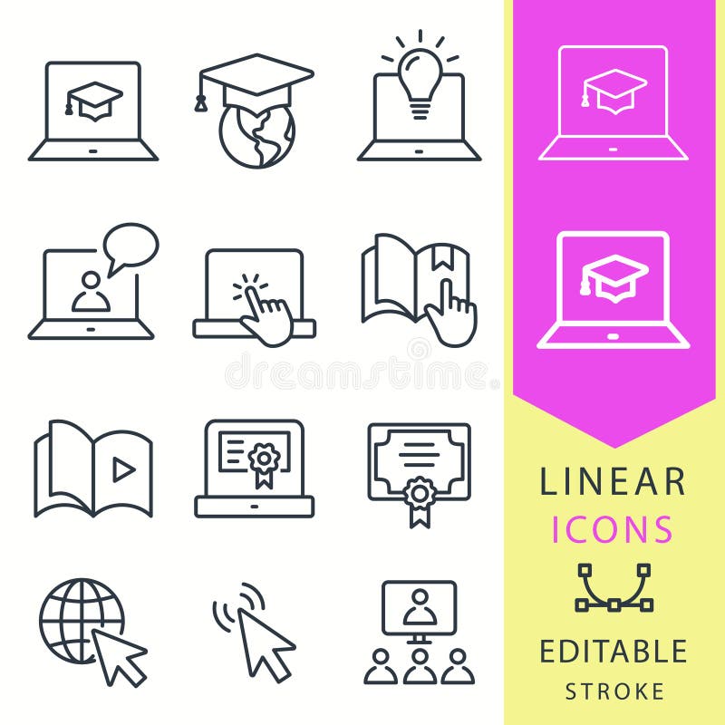 Education Icons Symbols Online Learning Stock Illustrations – 1,049 ...