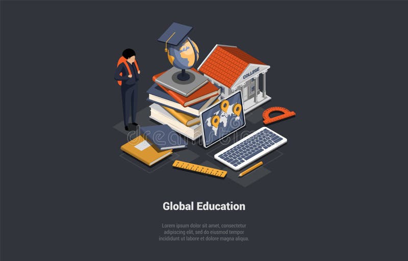 E-learning Distance Graduate Certificate Program. Boy Student with ...