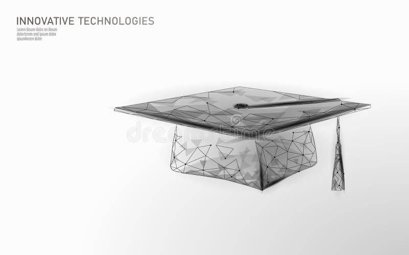 E-learning Distance Graduate Certificate Program Concept. Low Poly 3D ...