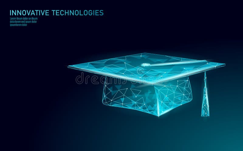 E-learning Distance Graduate Certificate Program Concept. Low Poly 3D ...