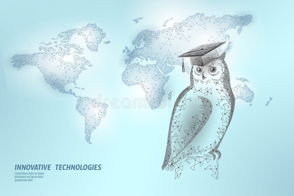 E-learning Distance Graduate Certificate Program Concept. Low Poly 3D ...