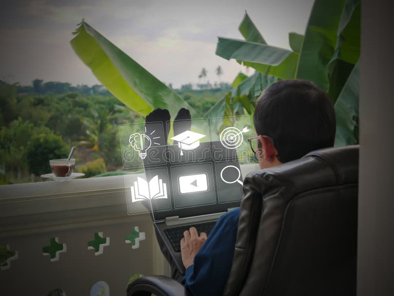 E-learning Education Concept, Learning from Anywhere, Video Tutorial ...