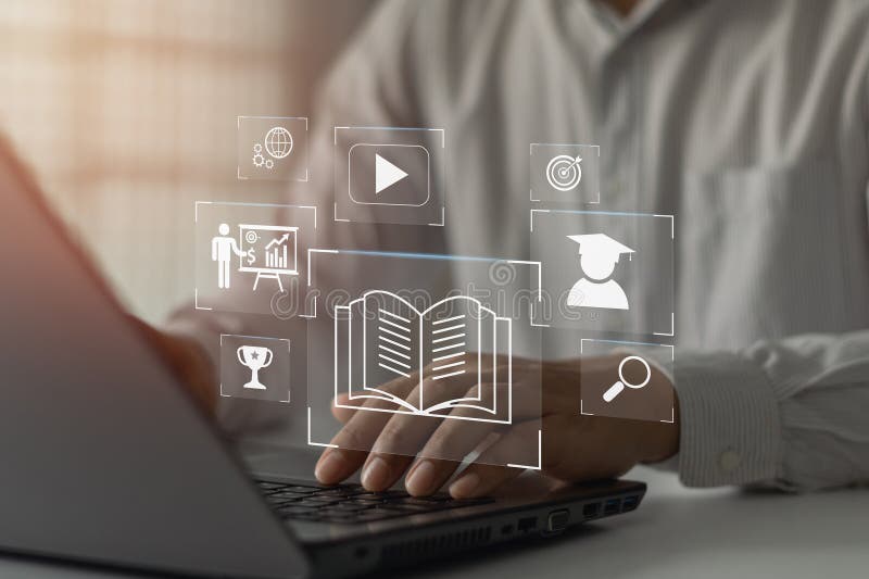 E-learning Education Concept, Learn on Internet, Online Webinar ...