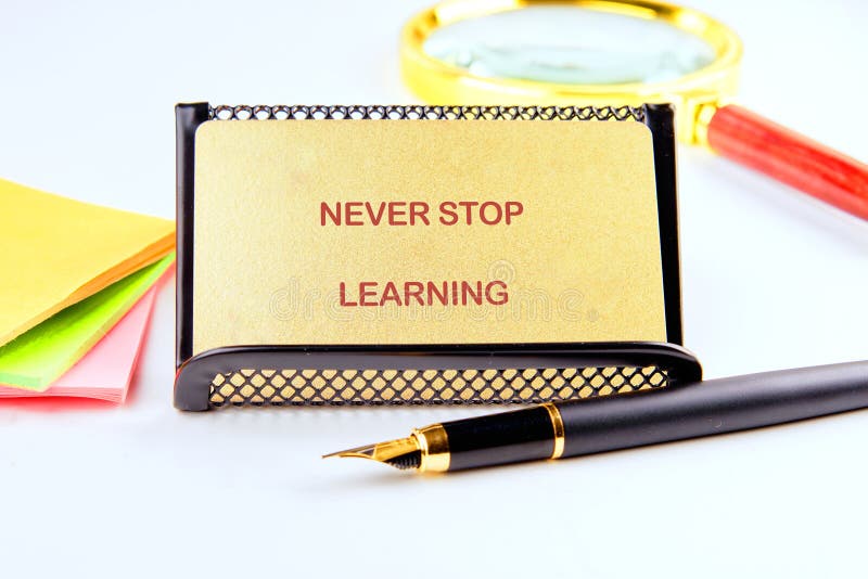 E-learning Education Concept. NEVER STOP LEARNING Written Message on a ...