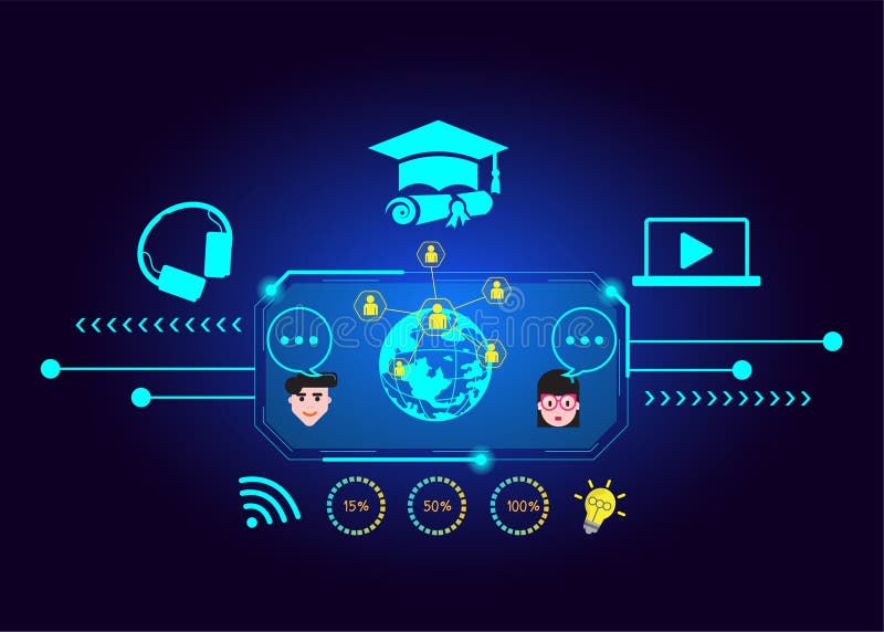 E-learning Education Concept Online Learning with Webinars, Video ...