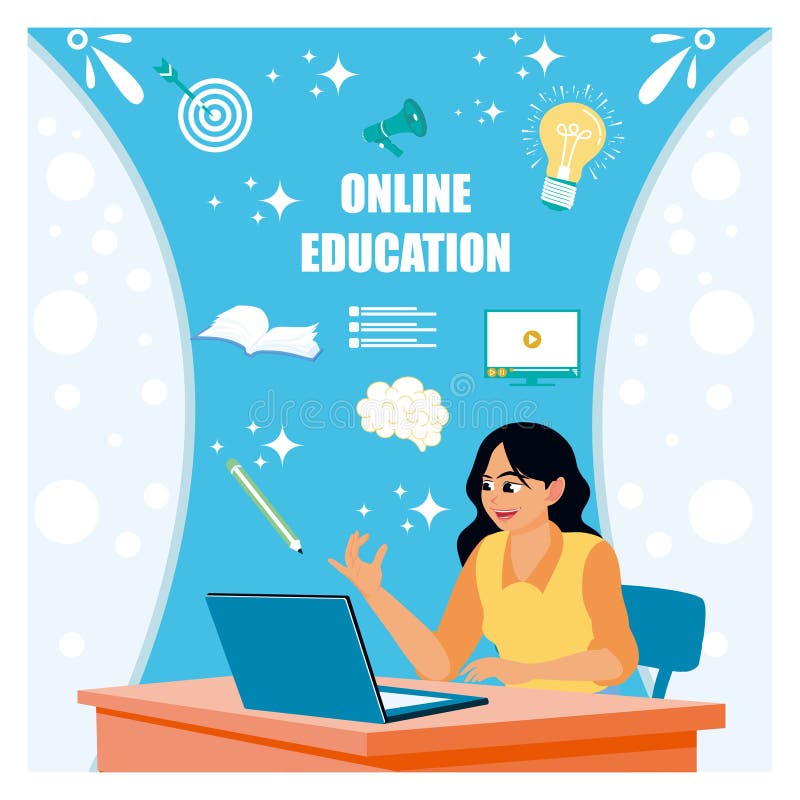 E-learning Education, Internet Lessons and Online Webinar Stock ...
