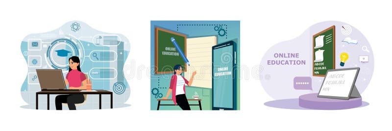 E-learning Education, Internet Lessons and Online Webinars Stock ...