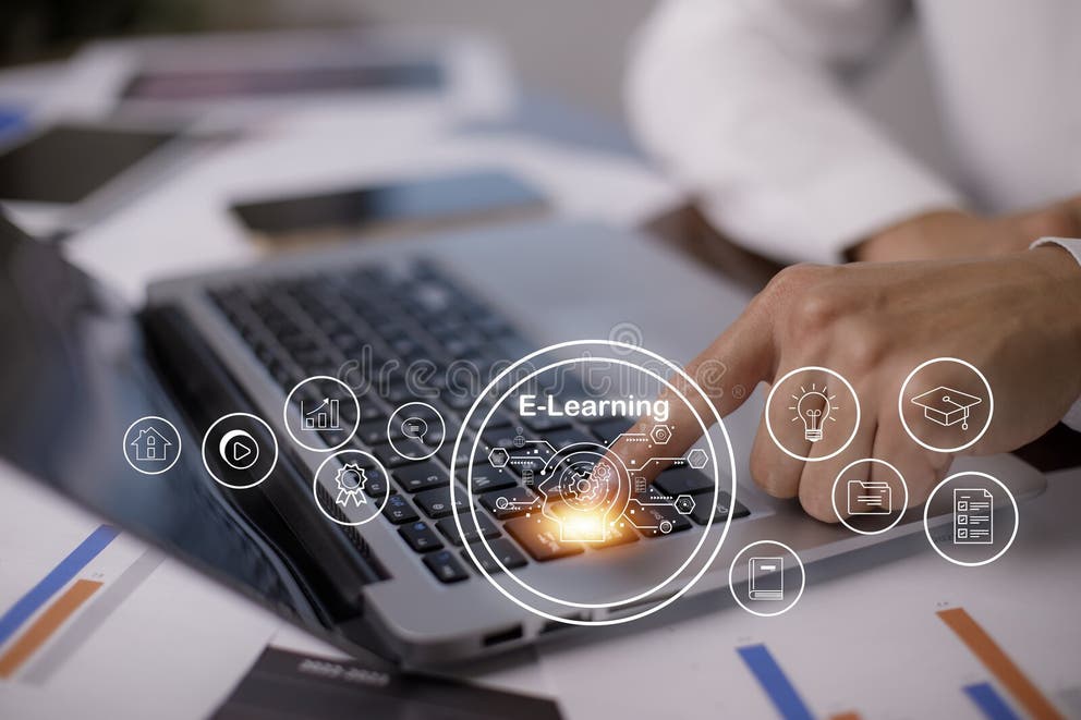 E-learning Education with Online Courses E-learning Concept. Stock ...