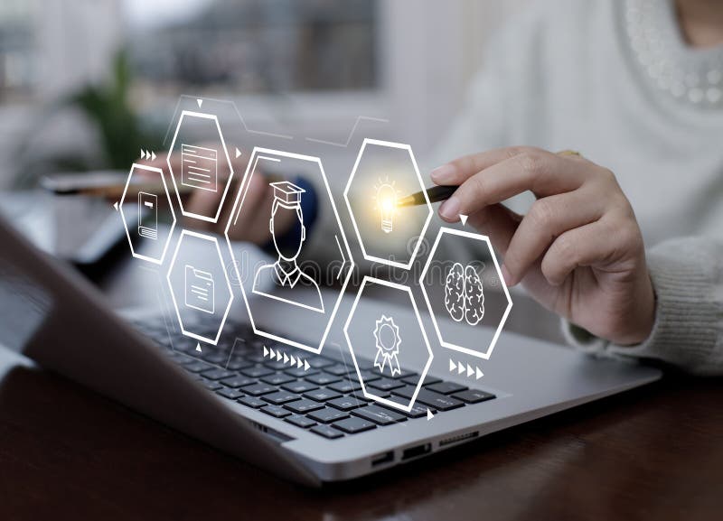 E-learning Education with Online Courses E-learning Concept. Stock ...