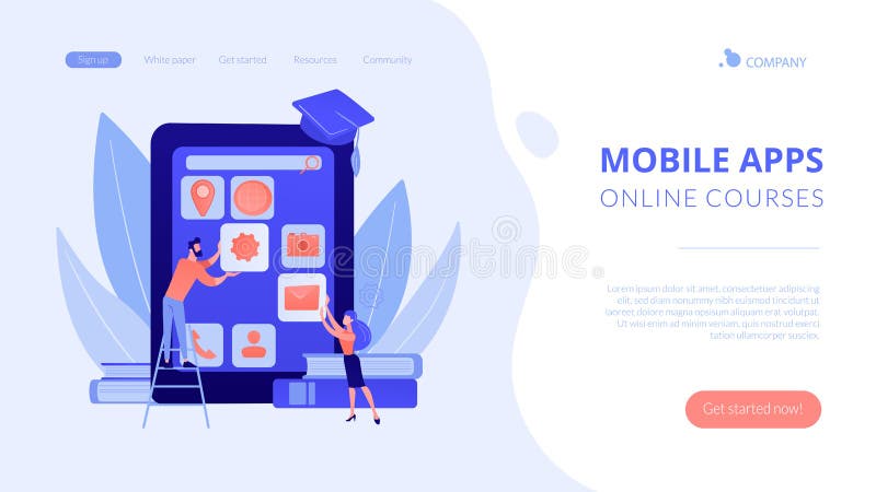 Mobile App Development Courses Concept Landing Page Stock Vector ...