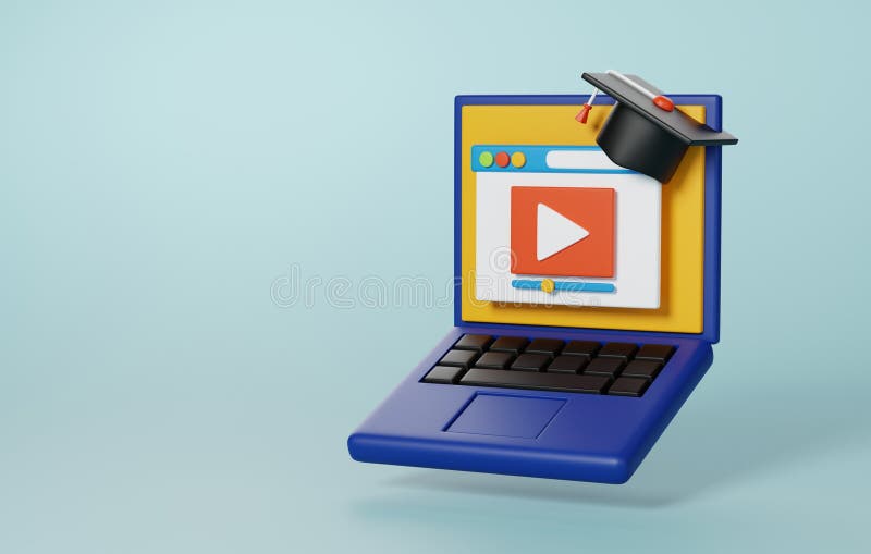 E-Learning Evolution, 3D Icon of Virtual Classroom and Online Video ...