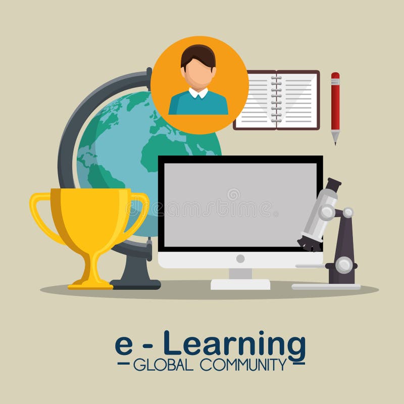 E-learning Global Community Stock Illustration - Illustration of ...
