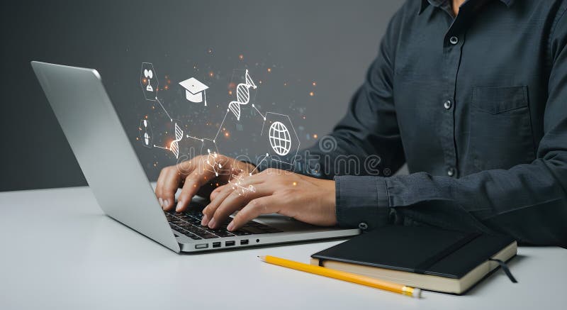 E-Learning and Global Education Concept – Remote Study and Digital Innovation Stock Illustration ...