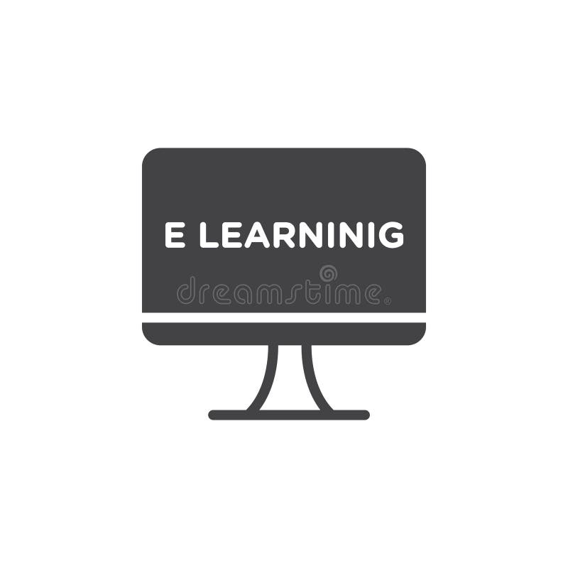 E Learning Icon Flat Simple Outline Set Stock Illustration ...