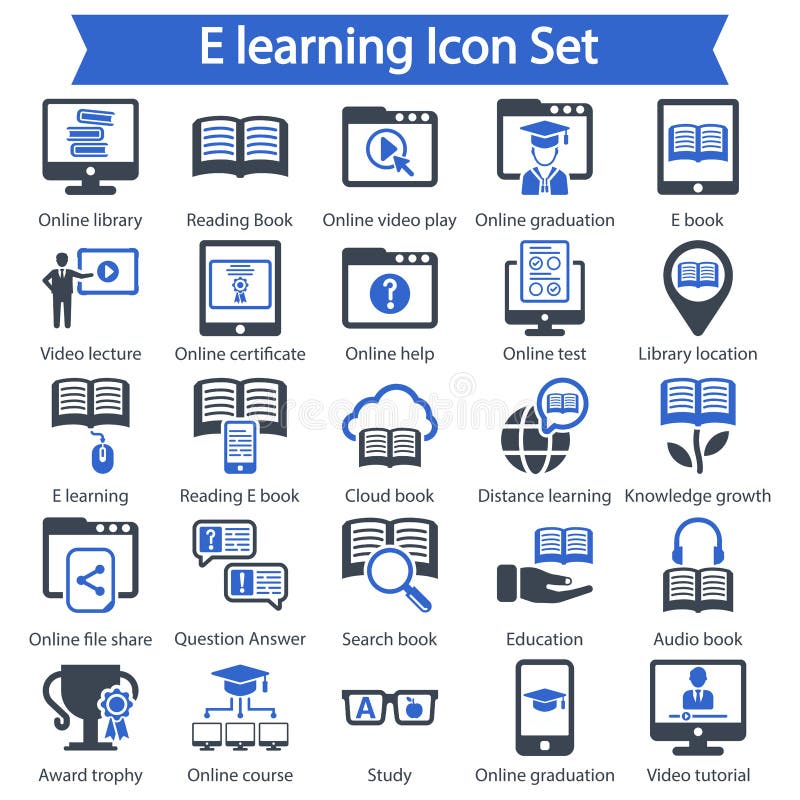 E Learning Icon Set stock vector. Illustration of group - 226541475 E Learning Icon Set stock vector. Illustration of group - 226541475