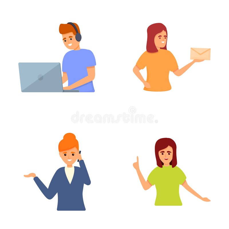 E Learning Icons Set Cartoon Vector. People during Educational Process ...