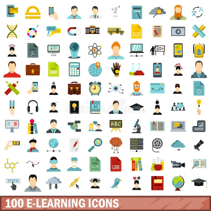 100 E-learning Icons Hexagon Purple Stock Vector - Illustration of ...