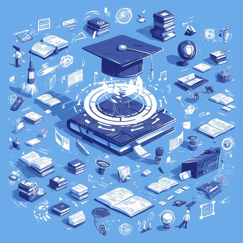 E-Learning Icons on a Virtual Screen: a Gateway To Knowledge Stock Illustration - Illustration ...
