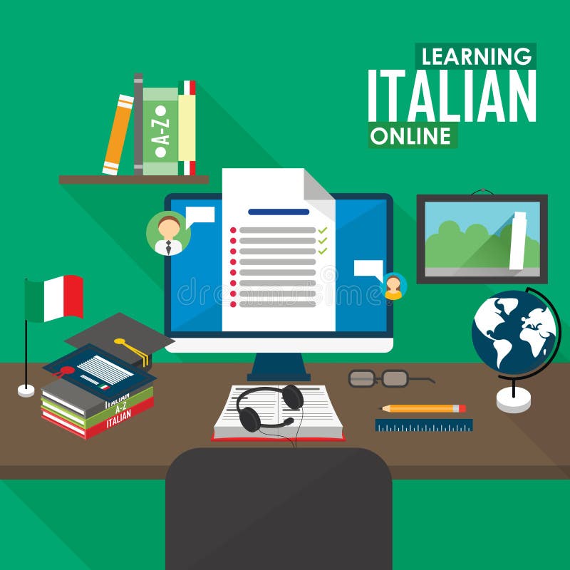 E-learning Italian Language. Stock Vector - Illustration of italian ...